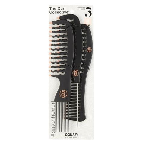 Conair The Curl Collective Assorted Combs Black 3 Count