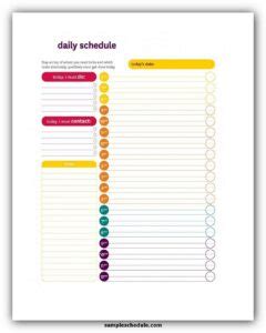 Daily Schedule Template Excel Free Sample Schedule