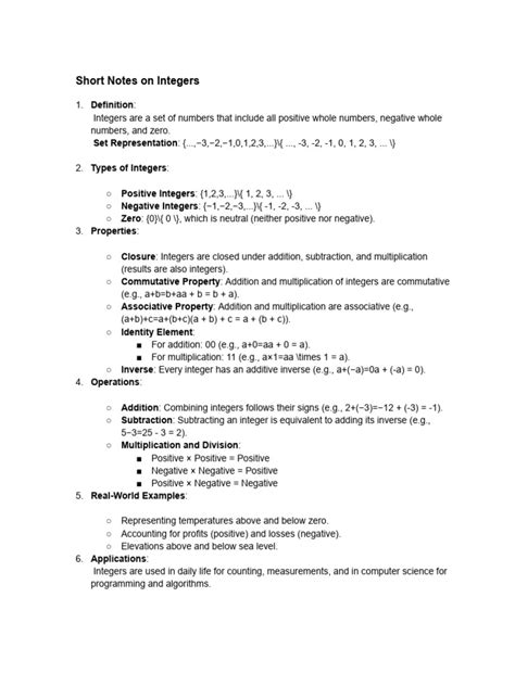 Integer Properties And Applications Pdf