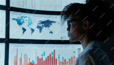 premium photo a data analyst visualizing key metrics on an interactive screen optimizing