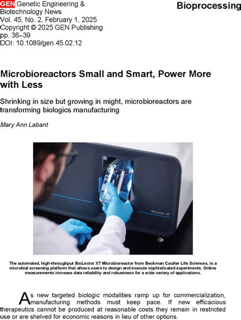 Microbioreactors Small And Smart Power More With Less Shrinking In
