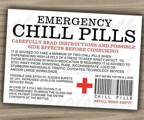 Printable Chill Pill Label Template