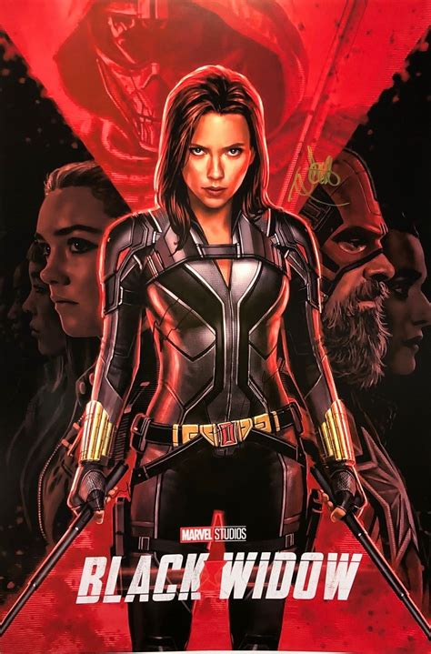 Black Widow Poster Scarlett Johannsson Rachel Weisz Autographed Autograph