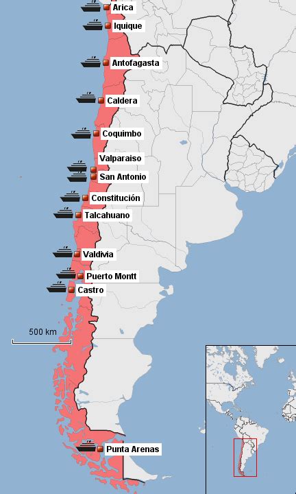Stepmap Ports In Chile Landkarte Für Chile