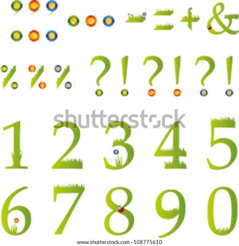 Green Grass Number Punctuation Marks Stock Vector Royalty Free