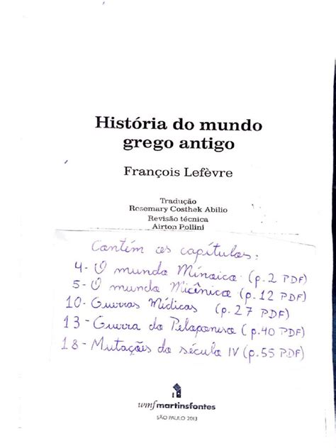 Lefevre Historia Do Mundo Grego Antigo Pdf