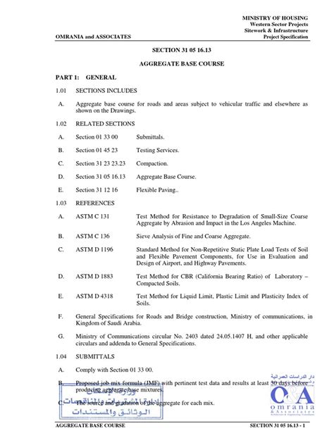 31 05 16 13 Aggregate Base Course Pdf Pdf Construction Aggregate Road Surface