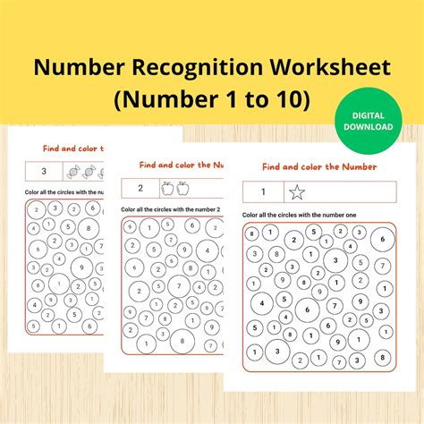 1 10 Number Recognition Numbers Preschool Math Worksheets Find The Number Printable Etsy