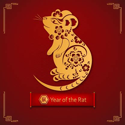 Ilustración De El Zodiaco De La Ratadel Horóscopo Chino Tradicional Con Flores Año De La Rata Y