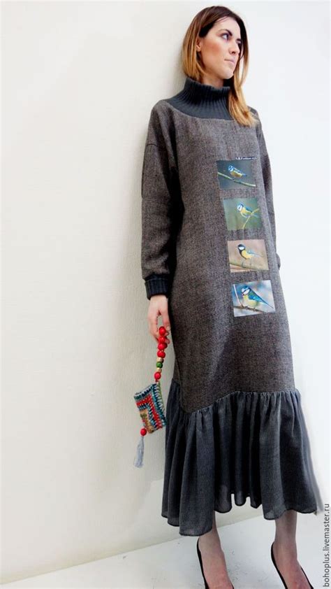 Платья ручной работы Ярмарка Мастеров ручная работа Купить Платье свободного кроя Синица 30