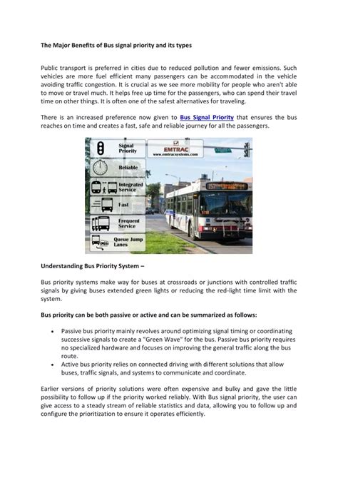 ppt the major benefits of bus signal priority and its types