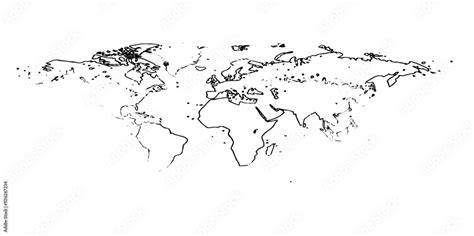 Geographical Bordar Flat Map With Coutries Outlines Ariel View Road World Map Top View