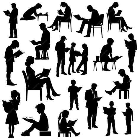 실루엣을 읽는 평면 디자인 무료 벡터