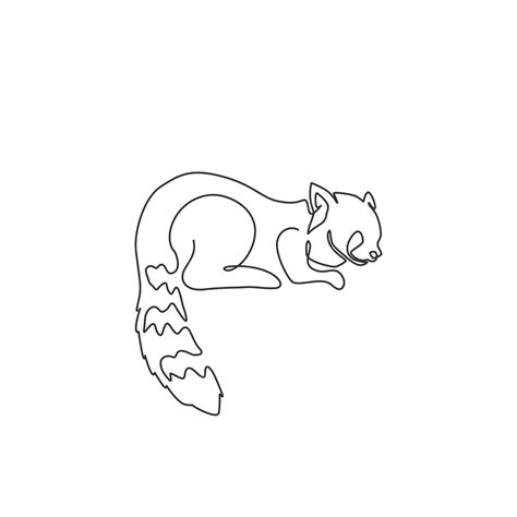 Premium Vector One Continuous Line Drawing Of Cute Red Panda For Company Logo Adorable Lesser