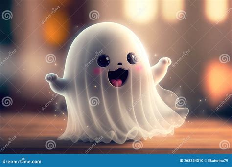A Cute Funny Ghost Character Created With Generative Ai Stock Illustration Illustration Of