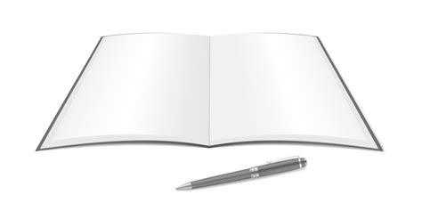 Premium Vector Open Notebook With White Blank Pages And Pen On The