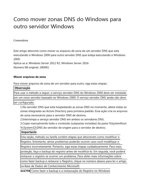Como Mover Zonas Dns Do Windows Para Outro Servidor Windows Pdf Registro Do Windows