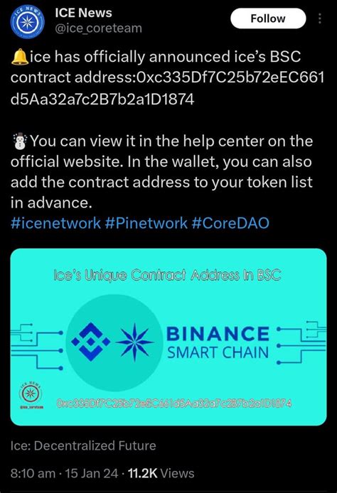 icereleased its bsc contract address r referral