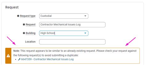 Duplicate Request Detection Help Center Facilities Management Express