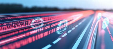 Futuristic Digital Highway With Binary Code And Glowing Lights Symbolizing Technology And Speed