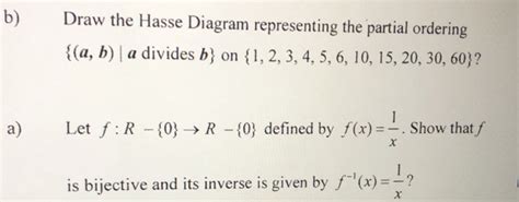 solved b draw the hasse diagram representing the partial ordering a