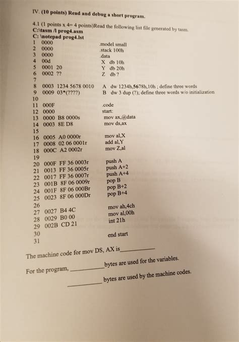 Solved Iv 10 Points Read And Debug A Short Program 41 1