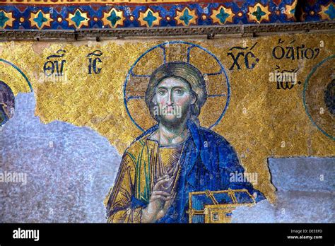 Mosaic Of Jesus Christ Interior Of Hagia Sophia Aya Sofya Mosque
