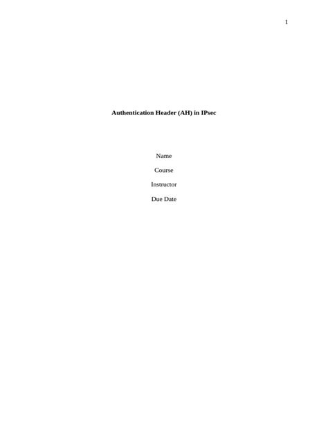 Authentication Header Ah In Ipsec Pdf I Pv6 Internet Protocols