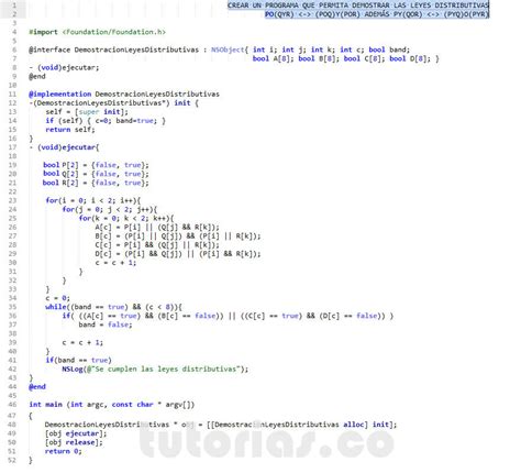 POO Arrays Objective C Demostracion Leyes Logicas Distributivas Tutorias Co