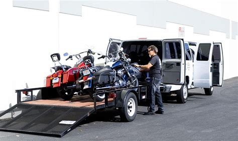 Small Enclosed Motorcycle Trailer Dual Rail Ride Up Srl Folding