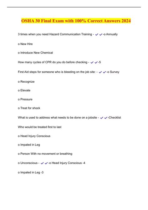 Osha 30 Final Exam With 100 Correct Answers 2024 Osha 30 Construction Stuvia Us