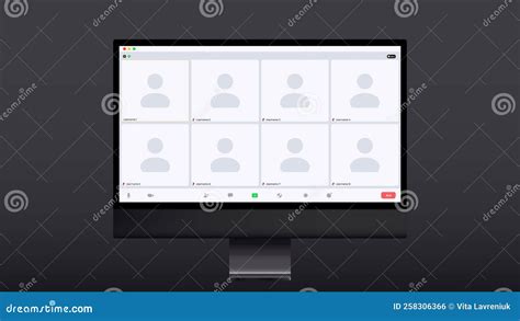 Mockup Video Conferencing And Online Meeting Workspace Vector Page
