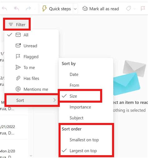 How To Sort Emails By Size In Outlook Online 3 Methods