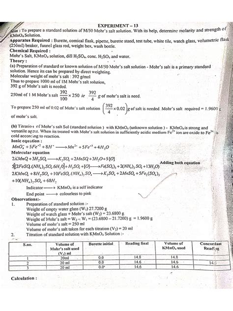 Class 12 Chemistry Practical Titration Pdf