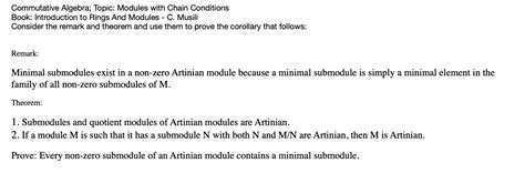 Solved Commutative Algebra Topic Modules With Chain