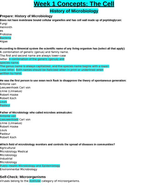 Bios 242 Week 1 Assignment Concepts The Cell Papers Biology Docsity