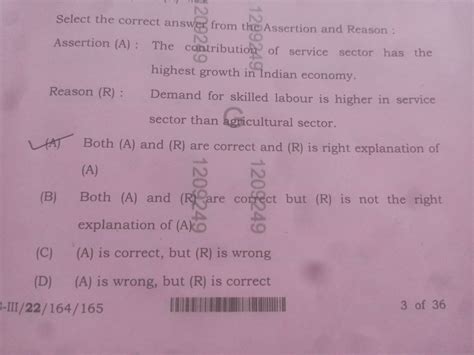 Select The Correct Answer From The Assertion And Reason Assertion A