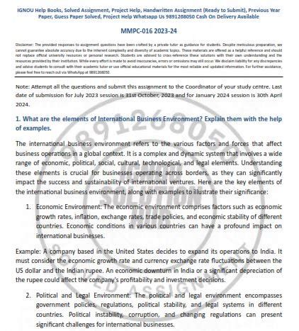 IGNOU MMPC Solved Assignment IGNOU Solved Assignment Download PDF