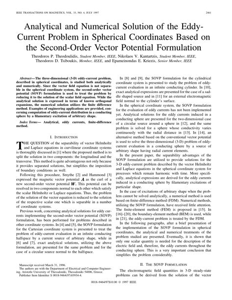 Pdf Analytical And Numerical Solution Of The Eddy Current Problem In