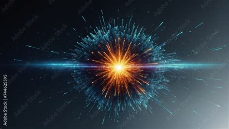 Radiant Digital Explosion Of Particles Futuristic Point Explosion Technology Themed Vector