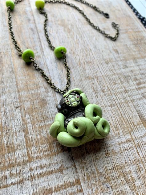 Nautical Cephalopod Necklace Deep Sea Diver Polymer Clay Tentacles