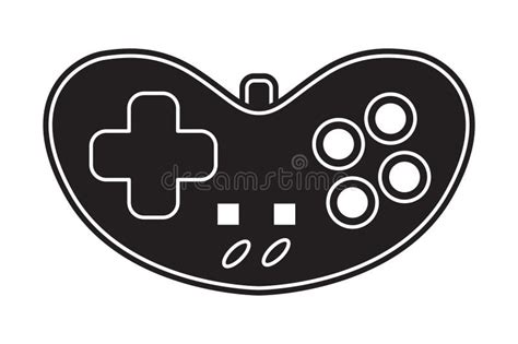 Vector Game Controller Gamepad Icon Black Shape Joystick Element Flat Style On White Background