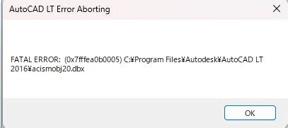 AutoCAD LT FATAL ERROR FATAL ERROR X Fffeac After Opening DWG Files Autodesk Community