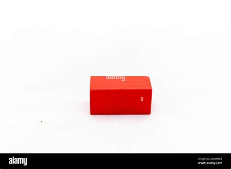 Red Wooden Rectangular Blank Block Isolated On White Background Stock
