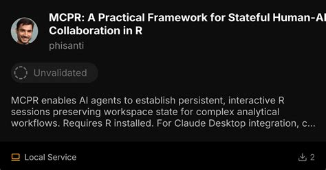 Mcpr：用于 R 中有状态人机协作的实用框架 Mcp Servers · Lobehub