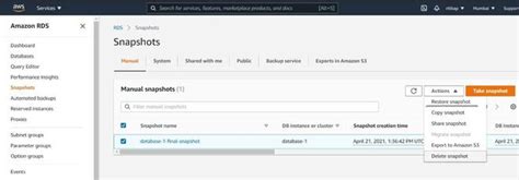 Amazon Rds Restoring From A Db Snapshot Geeksforgeeks