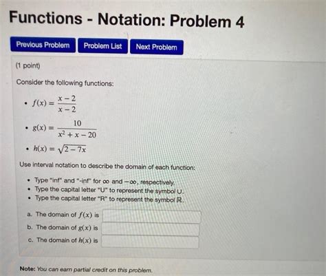 Solved Functions Notation Problem Previous Problem Chegg