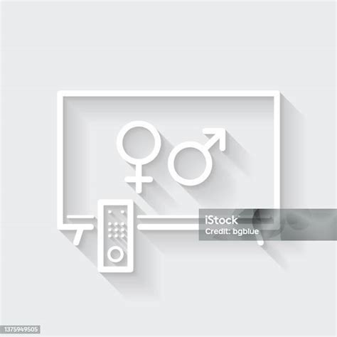 성별 기호와 Tv 빈 배경에 긴 그림자아이콘 플랫 디자인 0명에 대한 스톡 벡터 아트 및 기타 이미지 0명 3차원 형태 Tv 보기 Istock