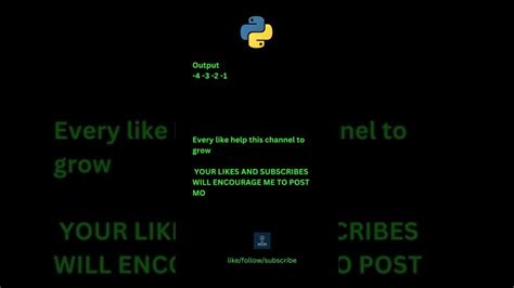 Python Program To Print All Negative Numbers In A Range Code In Description Shorts Python