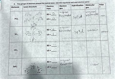 4 Five Groups Of Electrons Around The Central Atom Identify Equatorial And Axial Electron